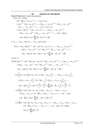 Further Generalizations of Enestrom-Kakeya Theorem | PDF