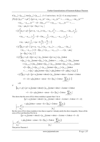 Further Generalizations of Enestrom-Kakeya Theorem | PDF