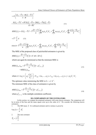Some Unbiased Classes of Estimators of Finite Population Mean | PDF