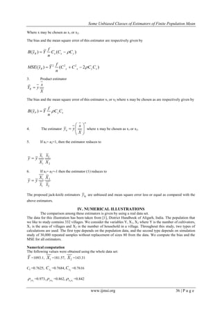 Some Unbiased Classes of Estimators of Finite Population Mean | PDF