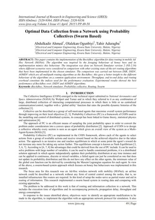 Optimal Data Collection from a Network using Probability Collectives (Swarm Based) | PDF