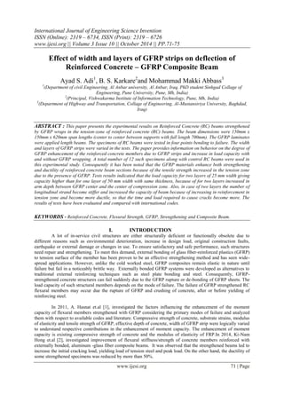 Effect of width and layers of GFRP strips on deflection of Reinforced ...