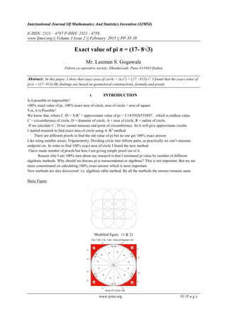 Exact value of pi π = (17- 8√3) | PDF