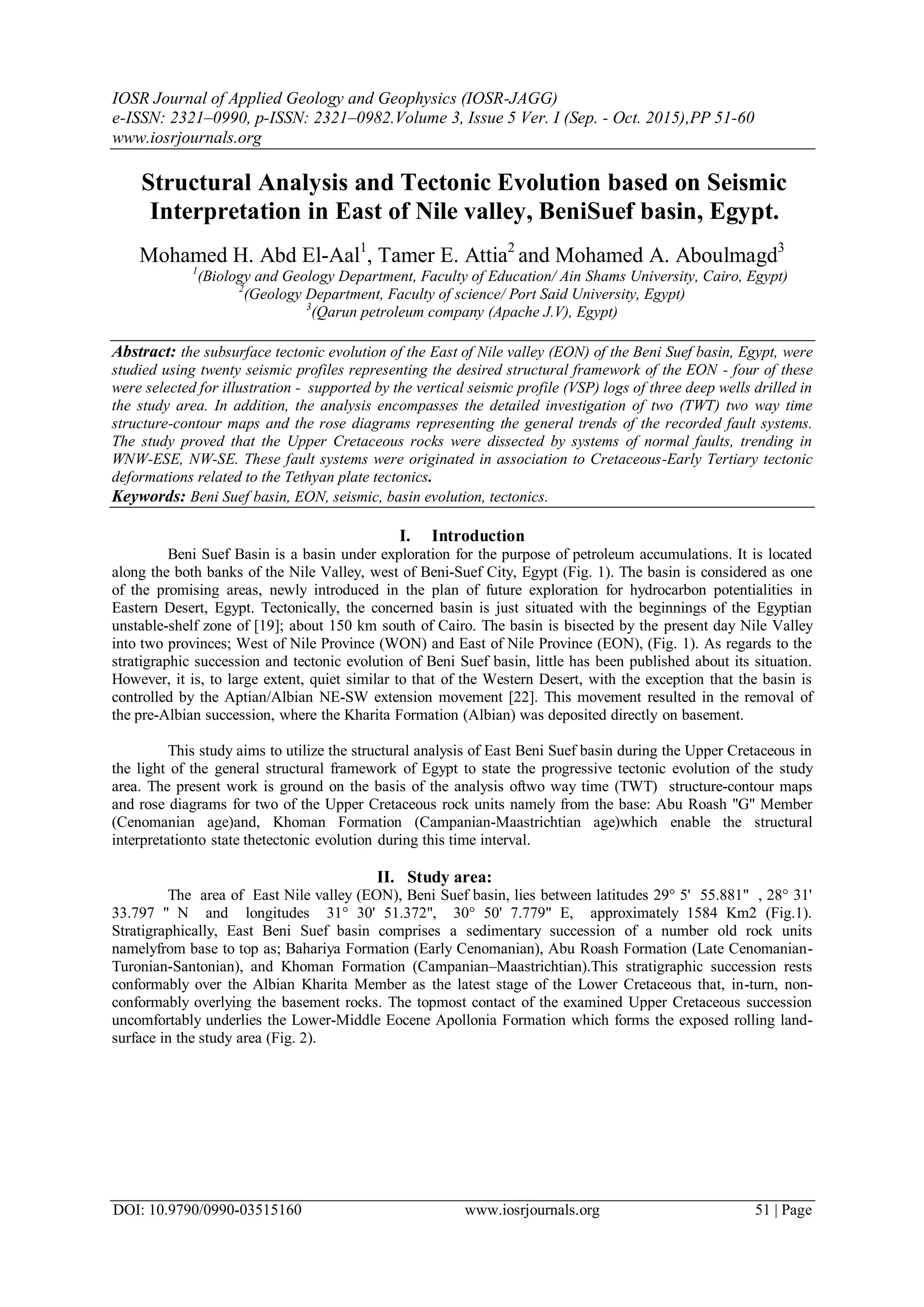 Structural Analysis and Tectonic Evolution based on Seismic Interpretation in East of Nile ...