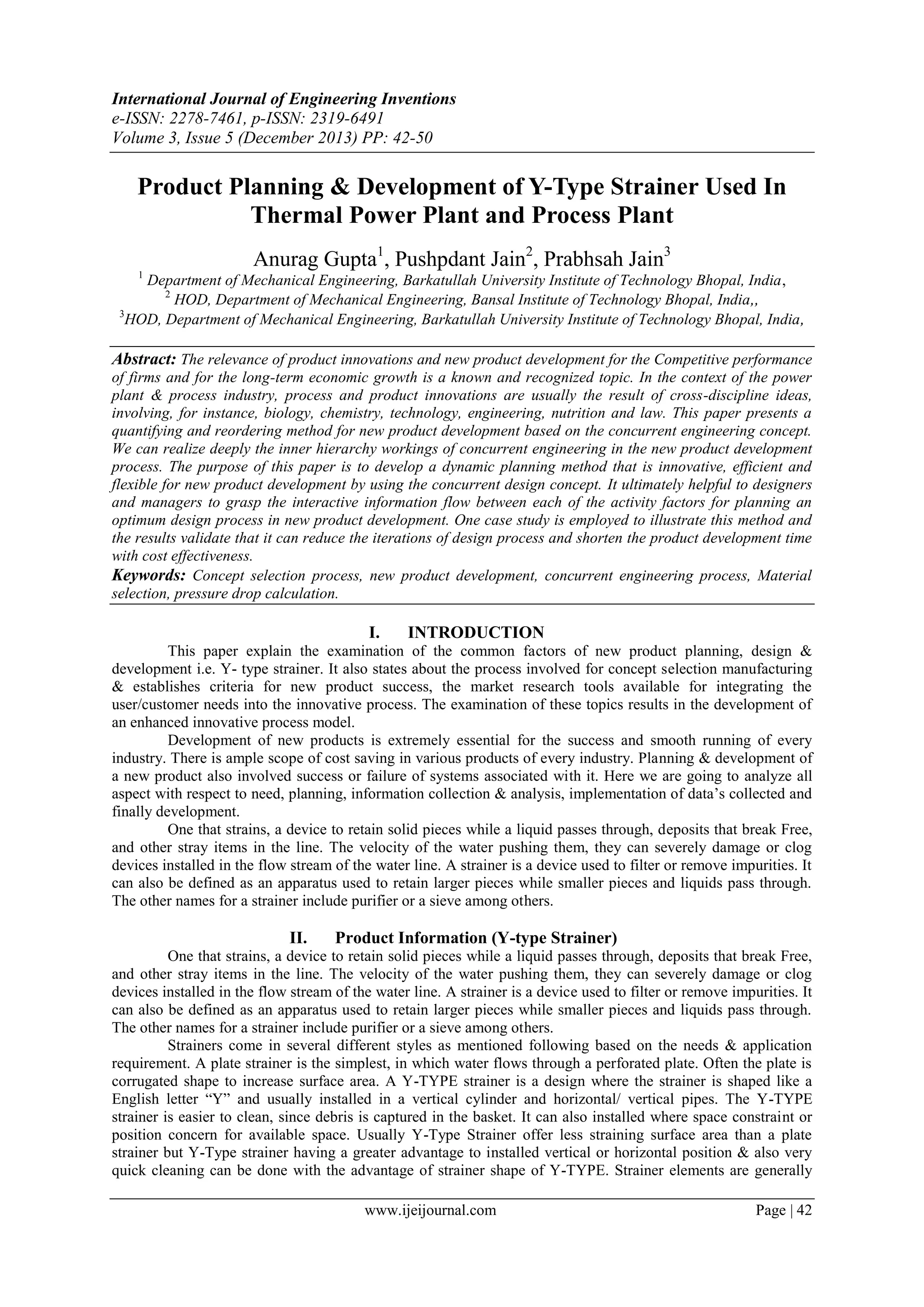 Product Planning & Development of Y-Type Strainer Used In Thermal Power Plant and Process Plant ...