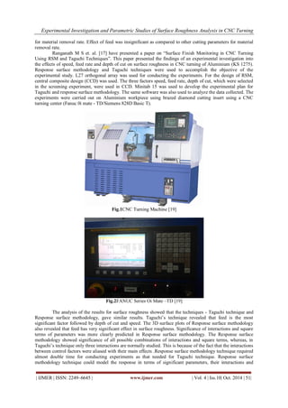 Experimental Investigation and Parametric Studies of Surface Roughness Analysis in CNC Turning | PDF