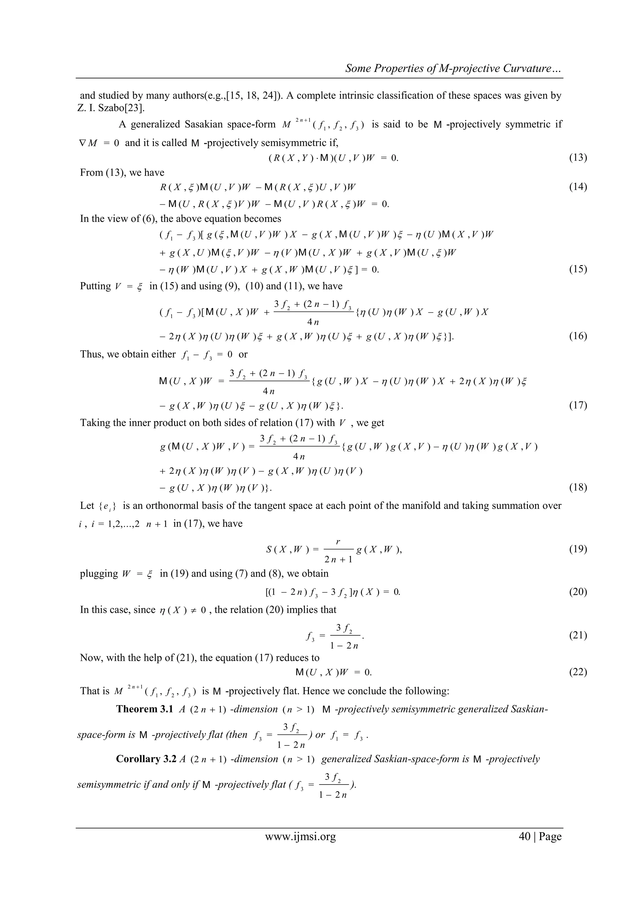 Some Properties Of M Projective Curvature Tensor On Generalized