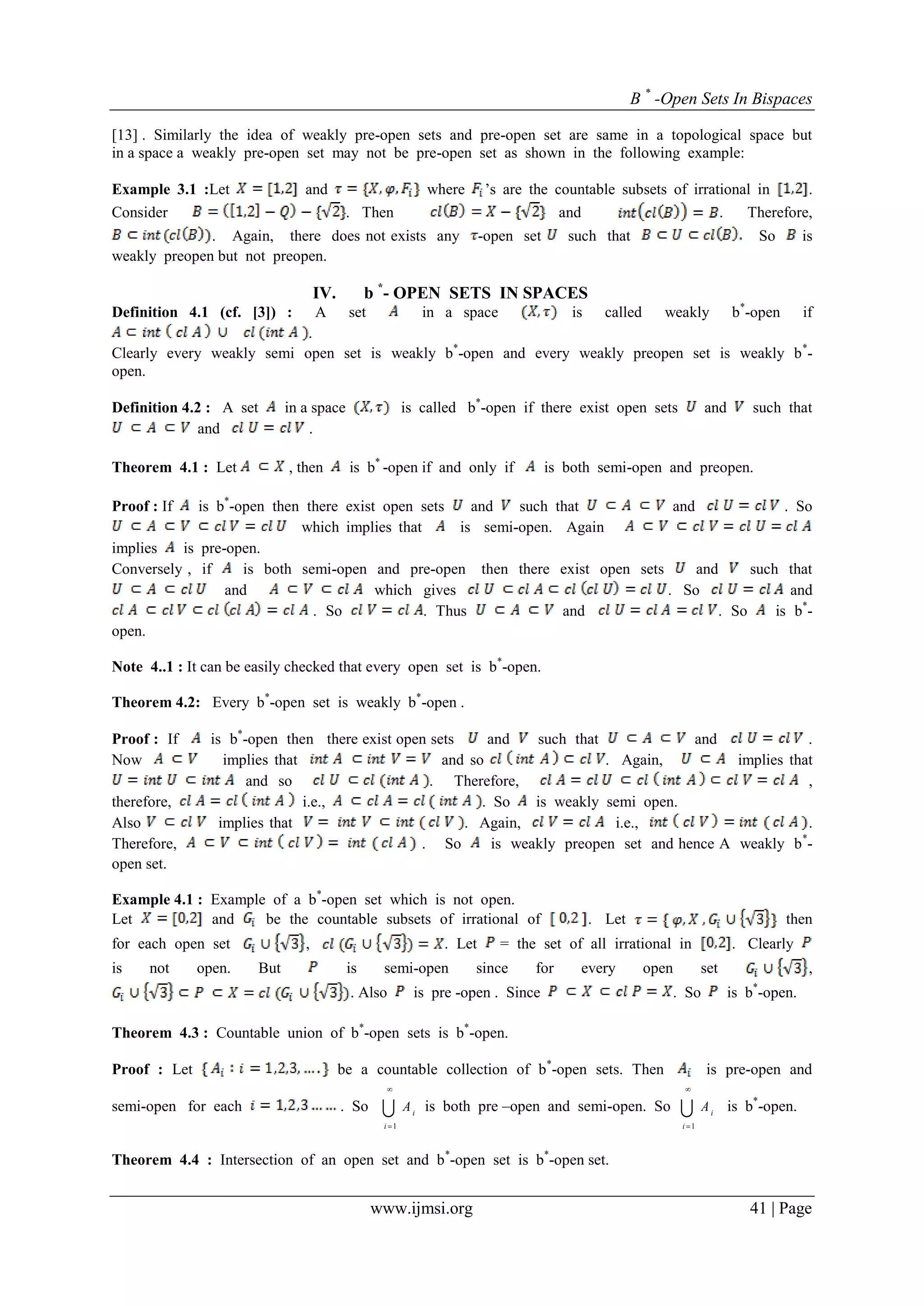 b * -Open Sets in Bispaces | PDF