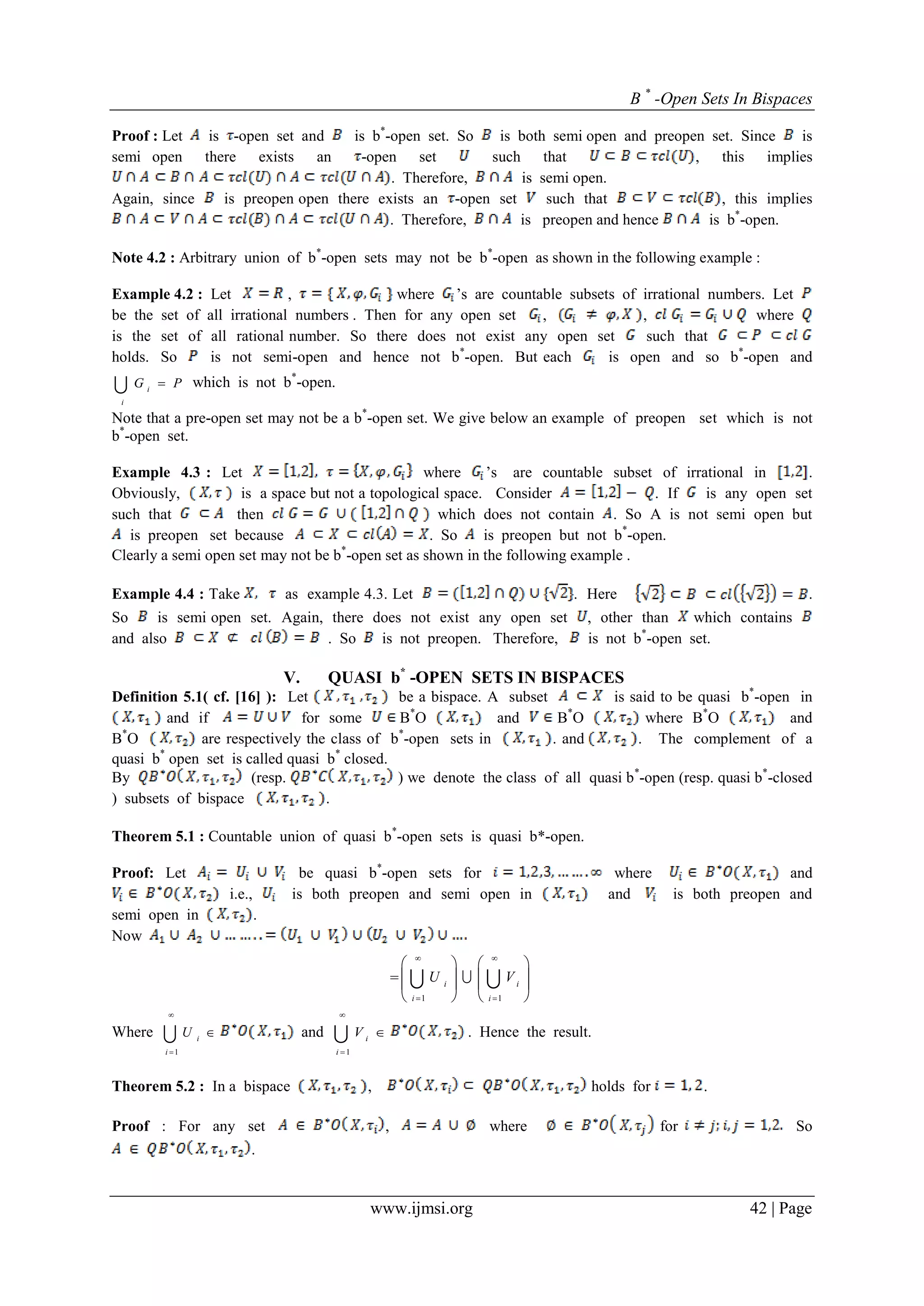 b * -Open Sets in Bispaces | PDF