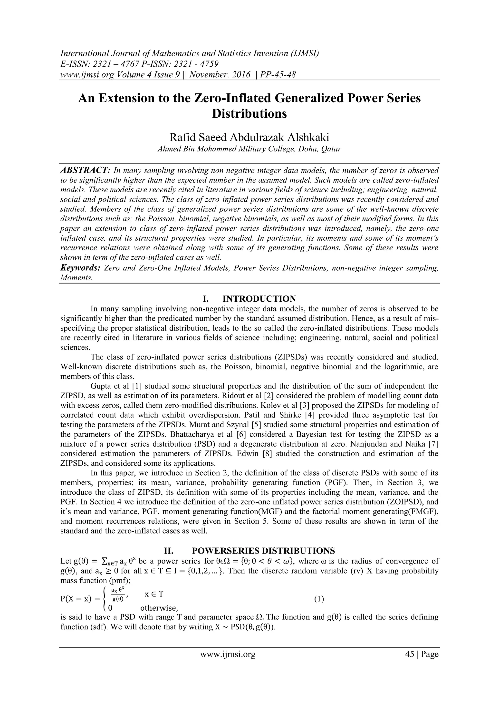 An Extension to the Zero-Inflated Generalized Power Series ...