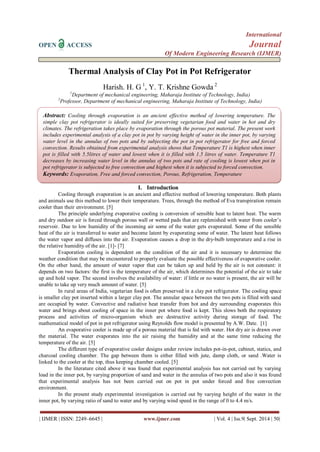 Thermal Analysis of Clay Pot in Pot Refrigerator | PDF