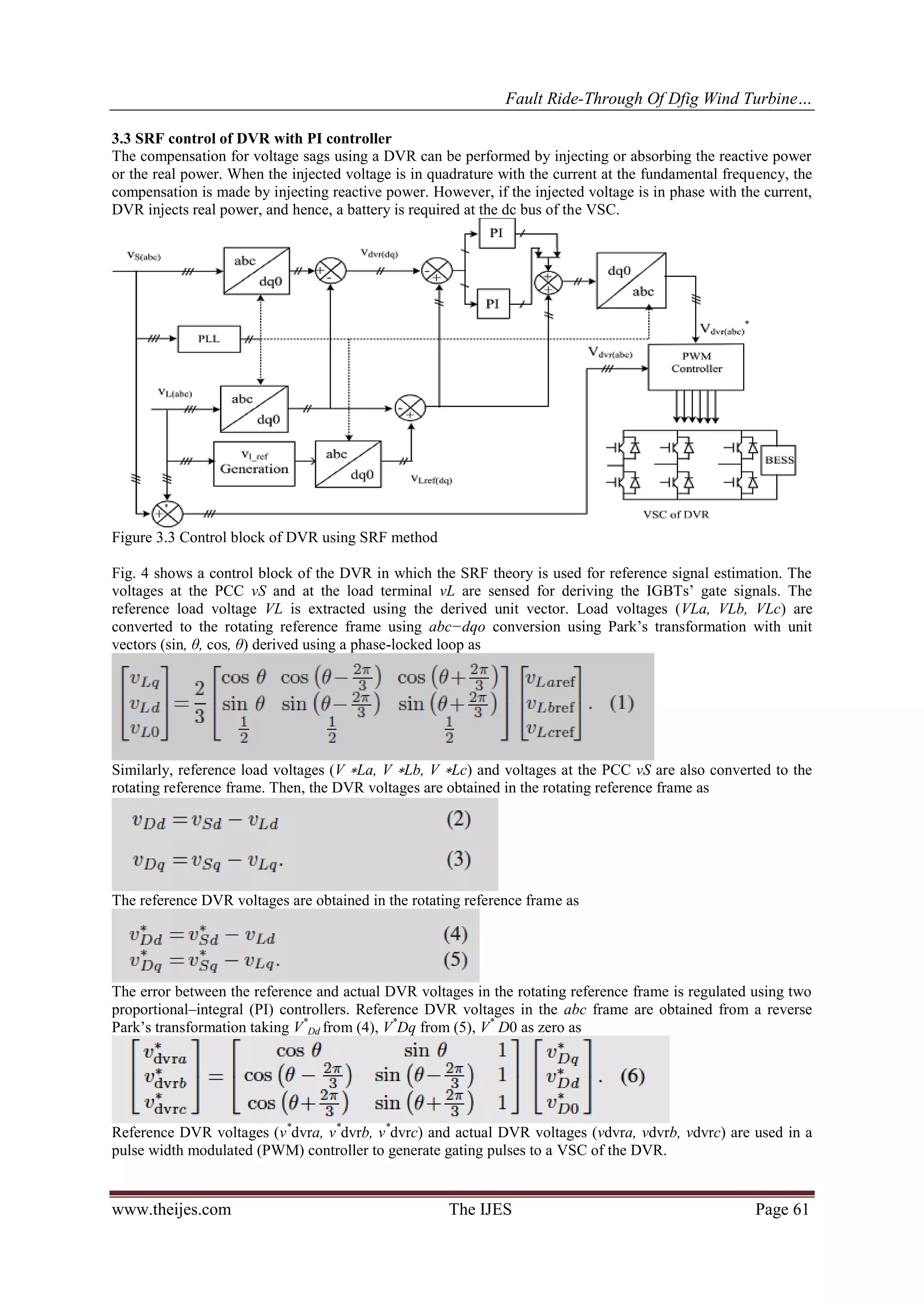 Fault Ride Through Of Dfig Wind Turbine By Dvr Using Synchronous Reference Frame Control Pdf