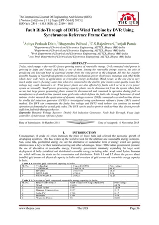 Fault Ride-Through of DFIG Wind Turbine by DVR Using Synchronous Reference Frame Control | PDF