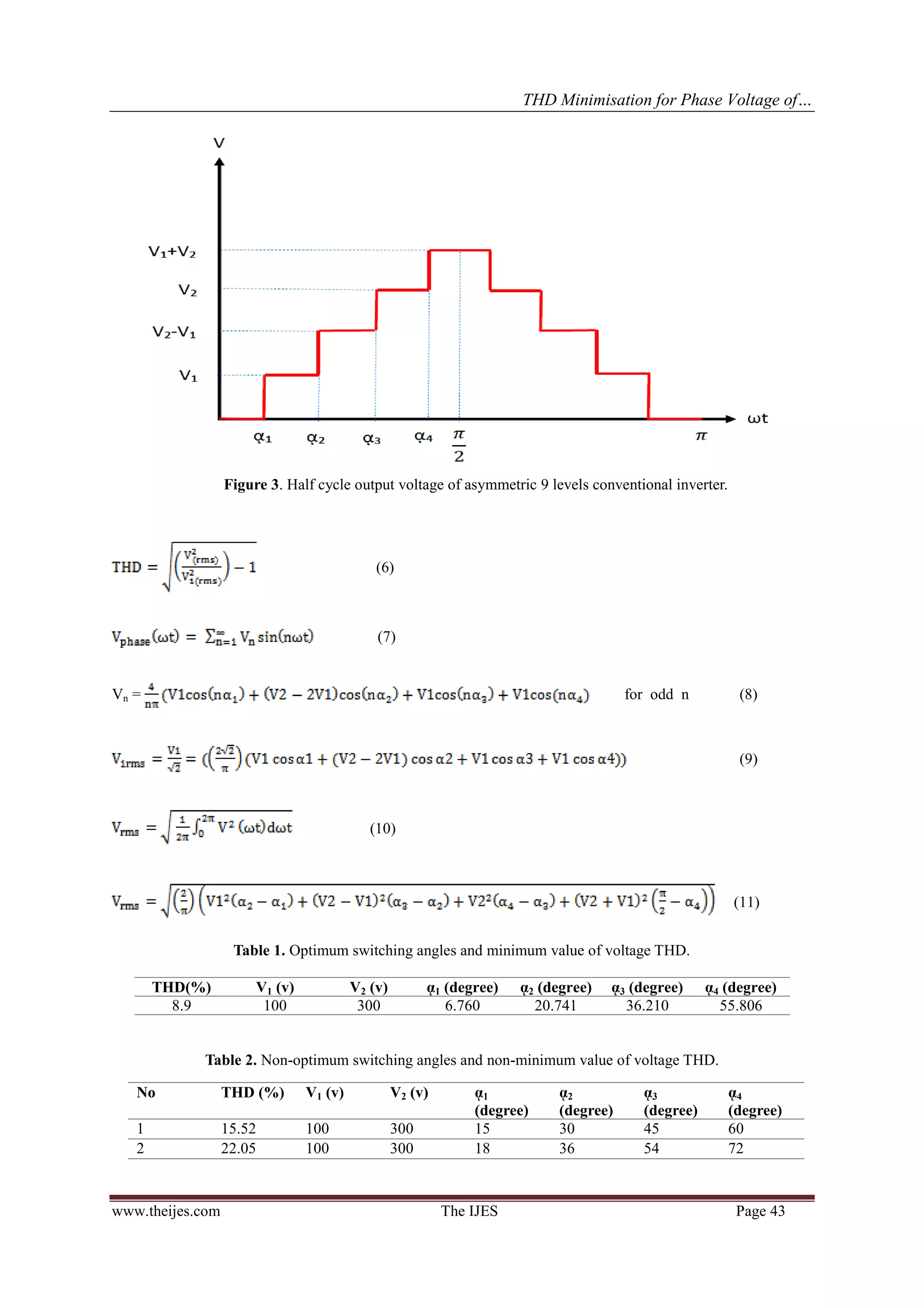 THD Minimisation for Phase Voltage of Multilevel Inverters Using Genetic Algorithm | PDF