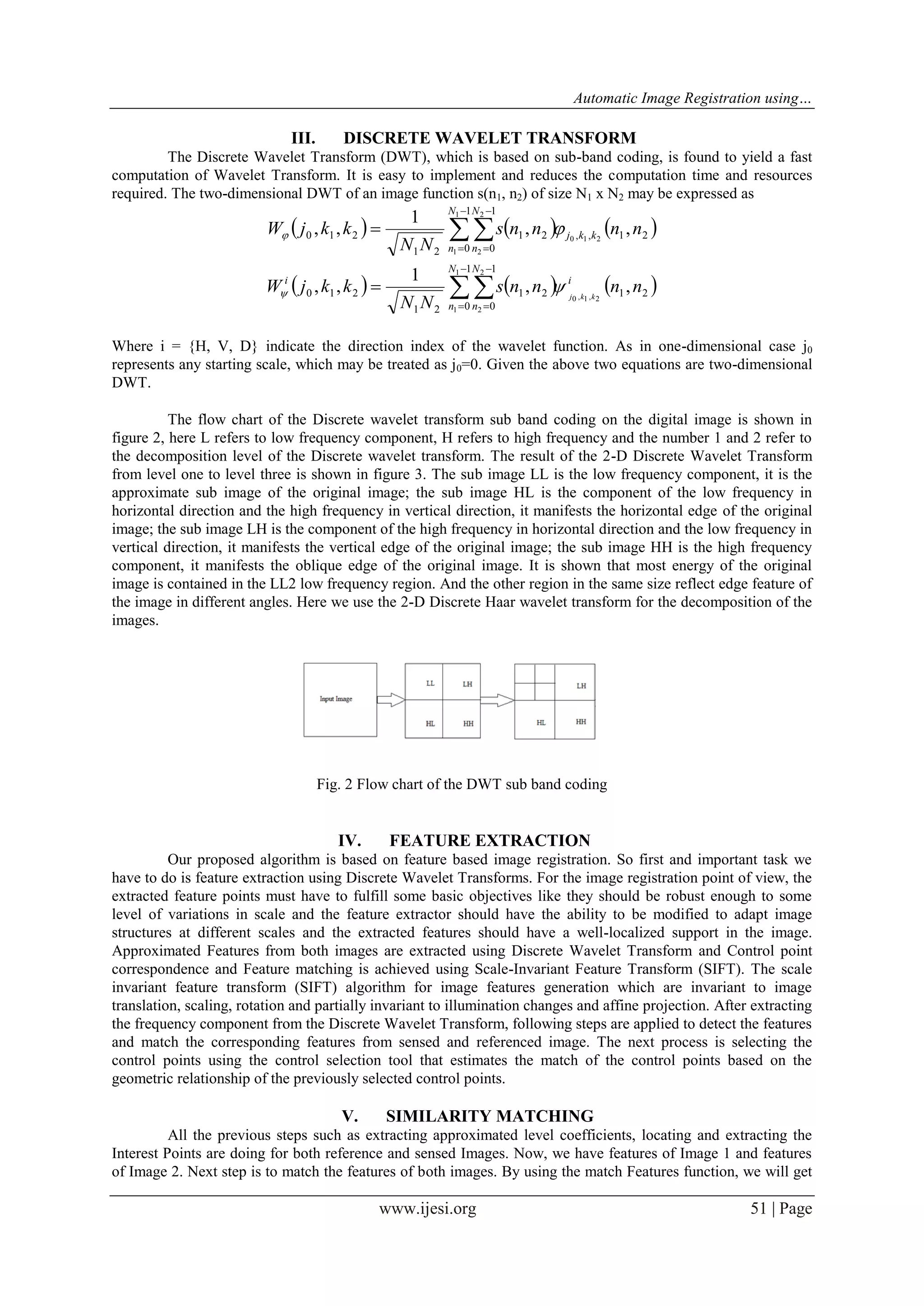 Automatic Image Registration Using 2D-DWT | PDF
