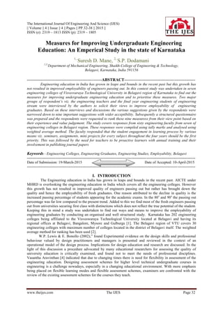 Measures for Improving Undergraduate Engineering Education: An ...