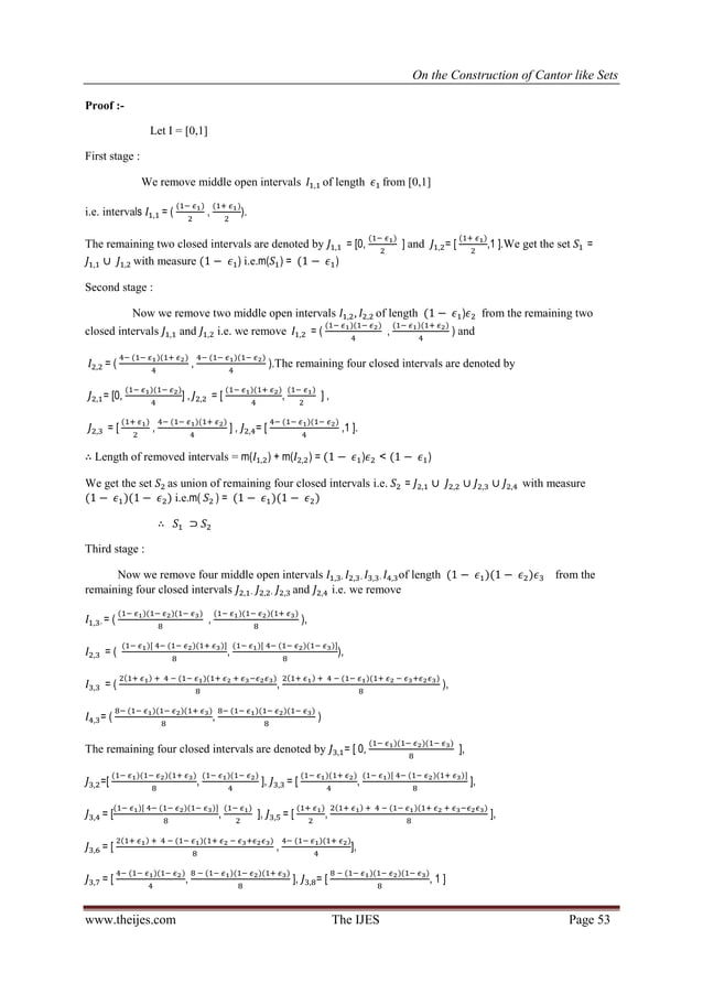 On the Construction of Cantor like Sets | PDF