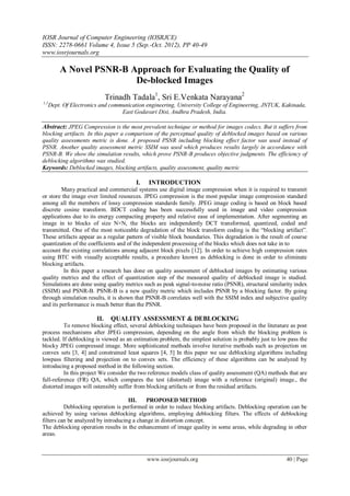 A Novel PSNR-B Approach for Evaluating the Quality of De-blocked Images ...