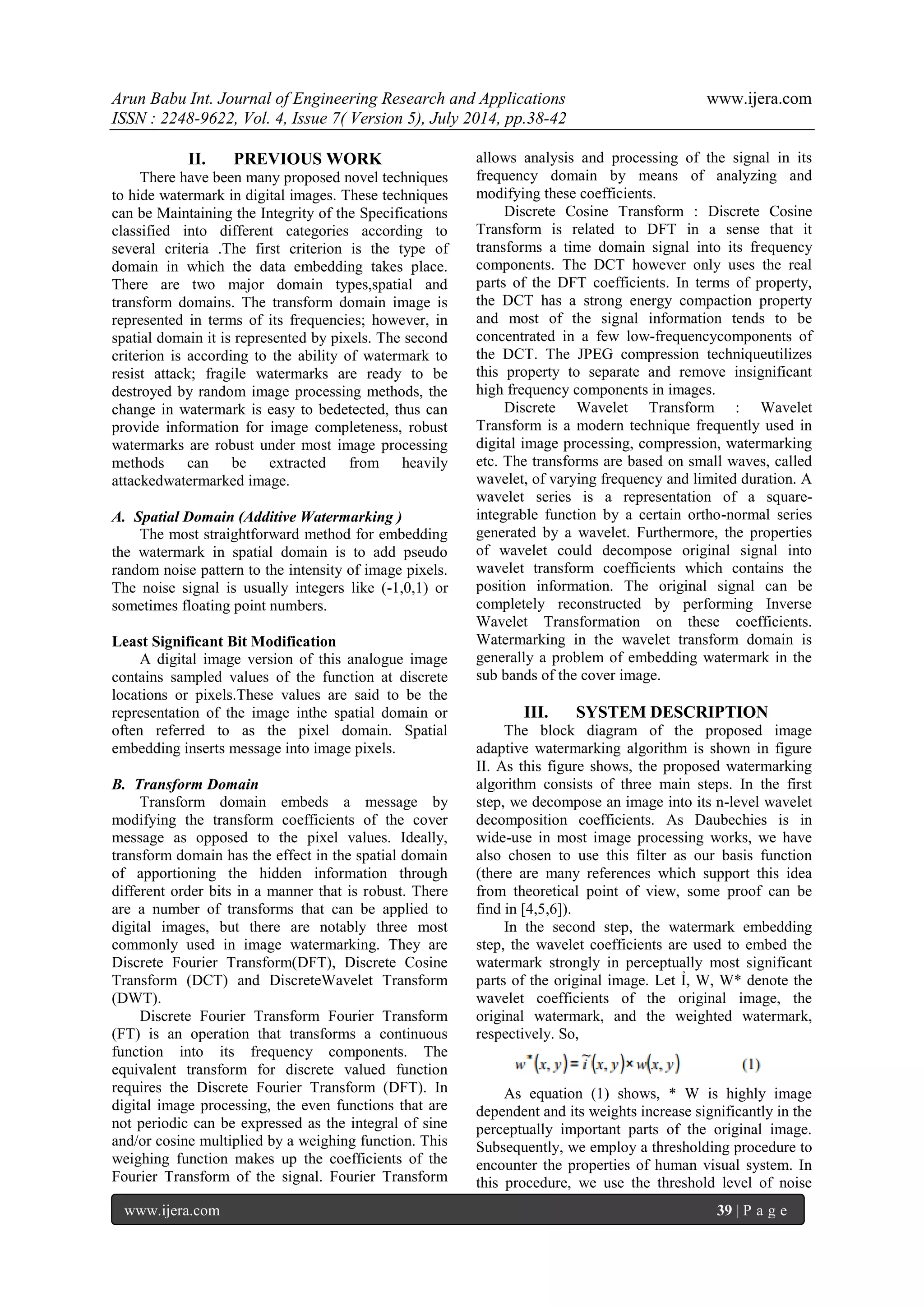 Wavelet Based Image Watermarking | PDF