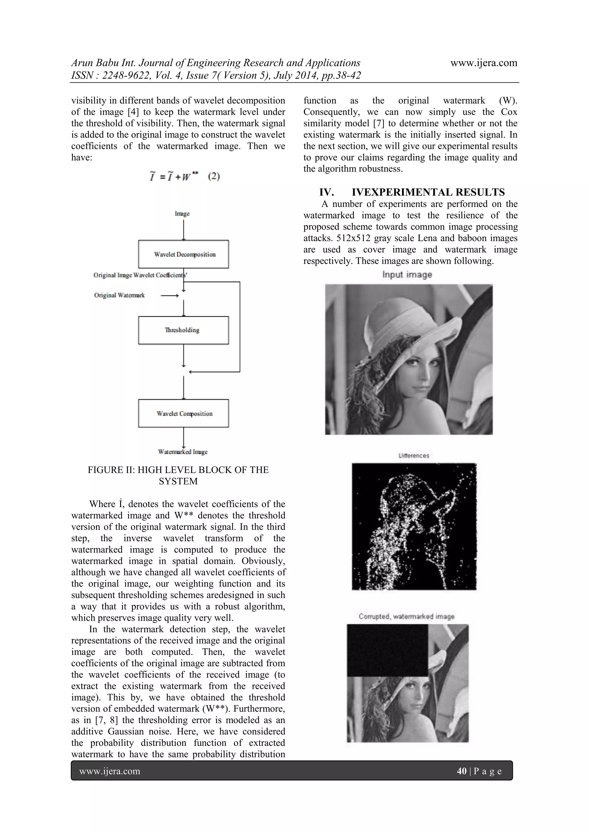 Wavelet Based Image Watermarking | PDF