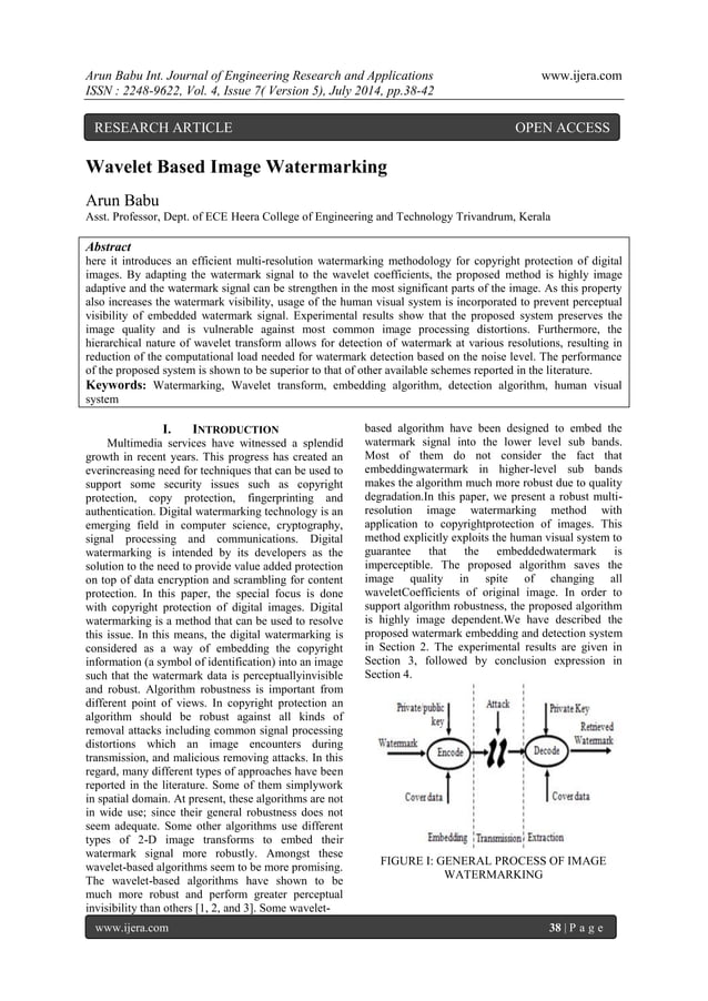 Wavelet Based Image Watermarking | PDF