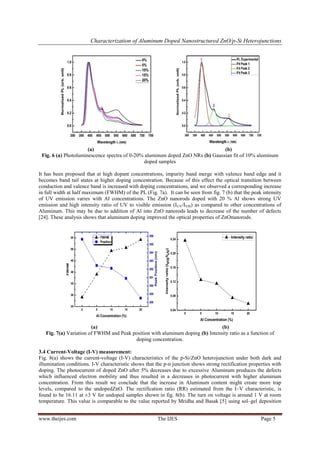 Characterization of Aluminum Doped Nanostructured ZnO/p-Si Heterojunctions | PDF | Chemistry ...