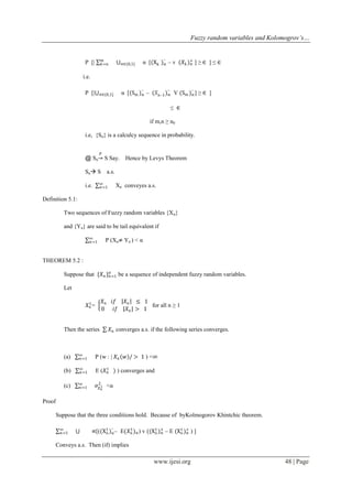 Fuzzy random variables and Kolomogrov’s important results | PDF | Physics | Science