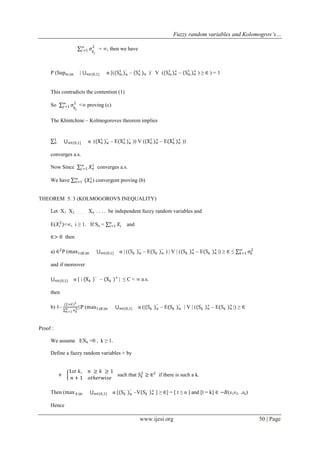 Fuzzy random variables and Kolomogrov’s important results | PDF | Physics | Science