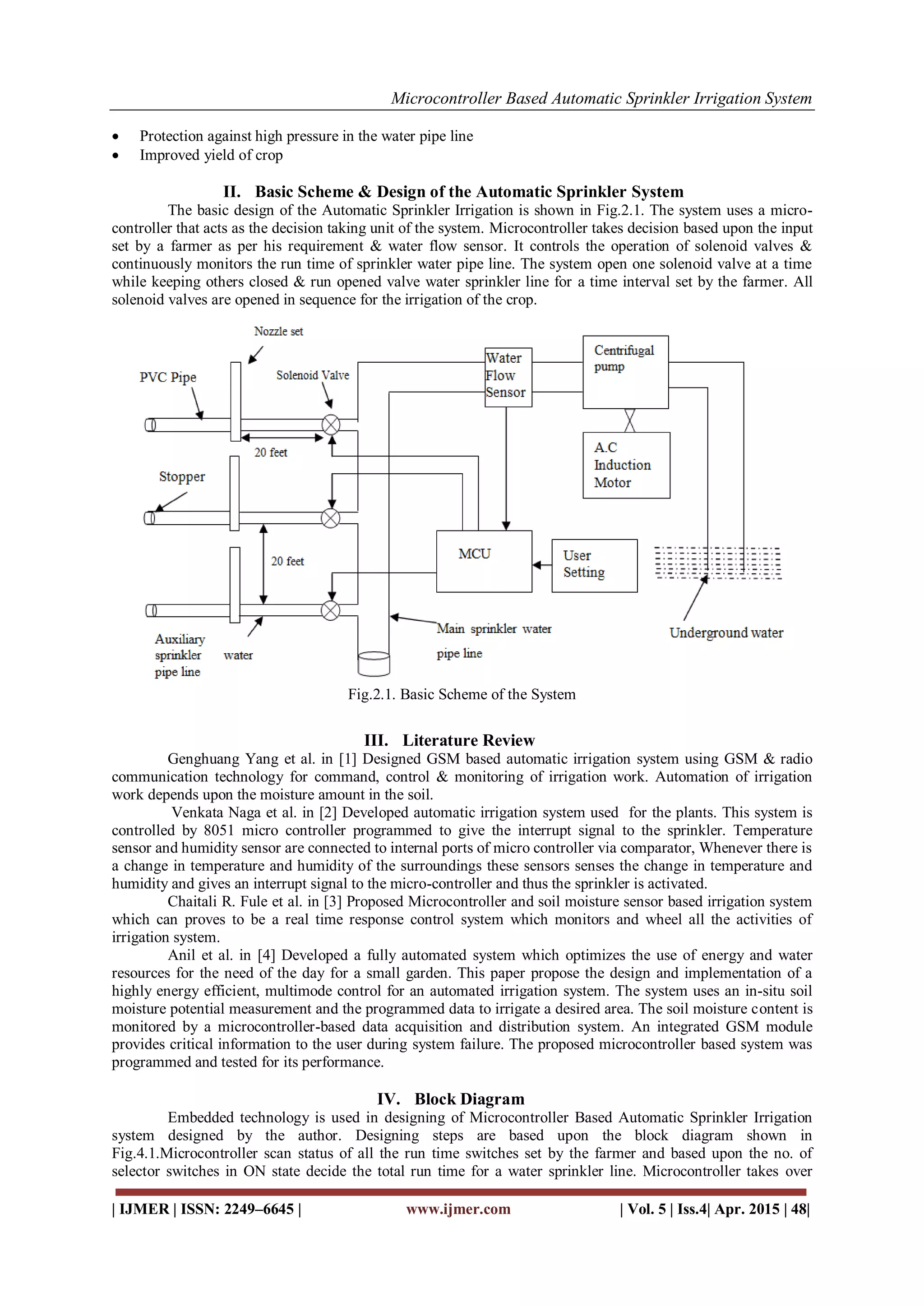 Microcontroller Based Automatic Sprinkler Irrigation System | PDF