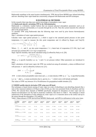 Examination of Total Precipitable Water using MODIS measurements and Comparison with Radiosonde ...