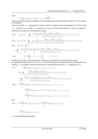 Decomposition formulas for H B - hypergeometric functions of three variables | PDF