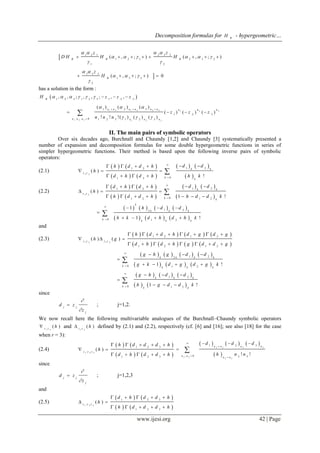 Decomposition formulas for H B - hypergeometric functions of three variables | PDF