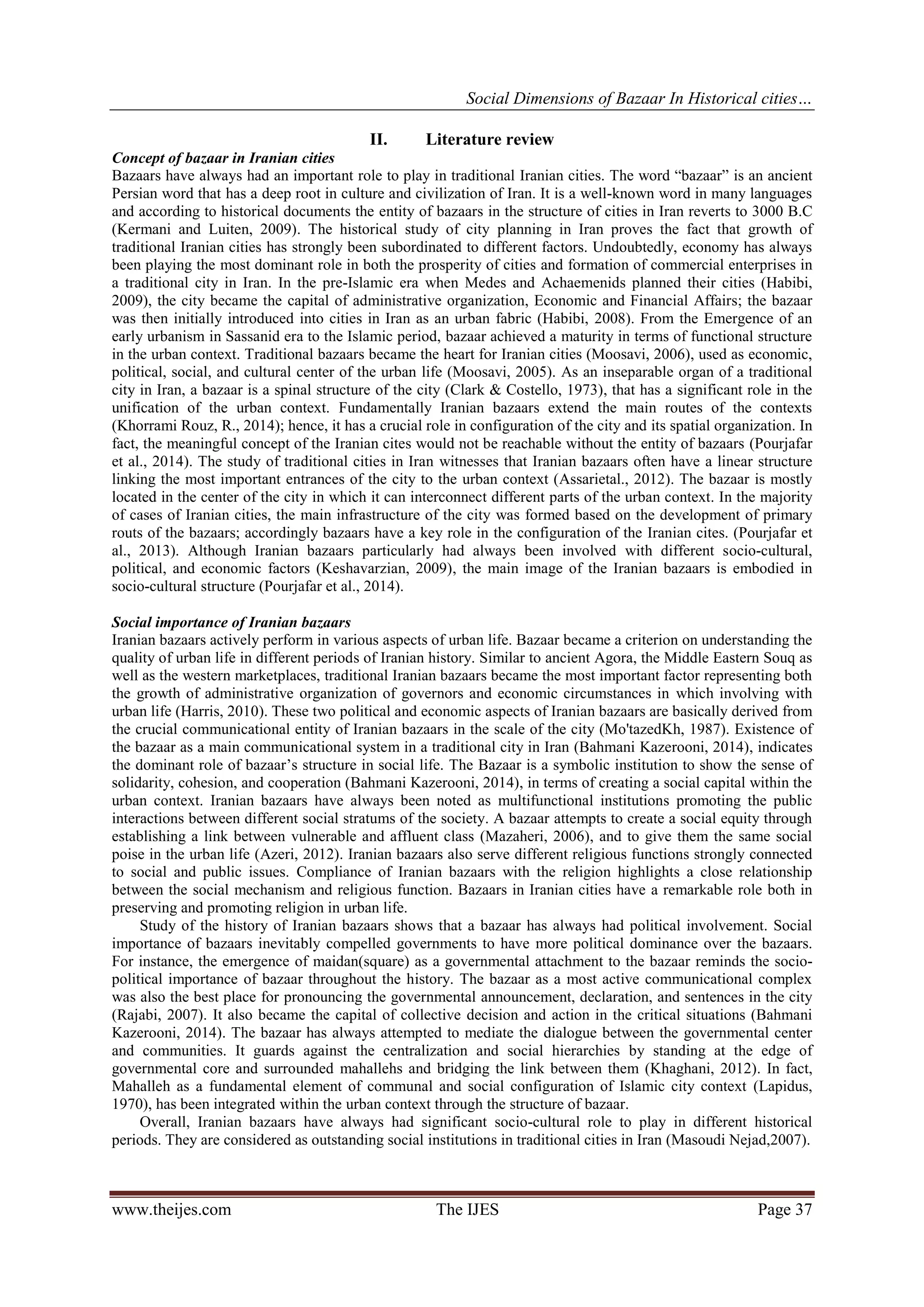 Social dimensions of bazaar in historical cities of Iran: The Tabriz ...