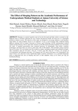 The Effect of Sleeping Pattern on the Academic Performance of Undergraduate Medical Students at ...