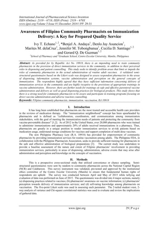 Awareness of Filipino Community Pharmacists on Immunization Delivery: A ...