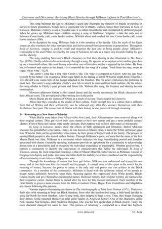 Discourse and Dis-course: Revisiting Black Identity through Milkman’s ...