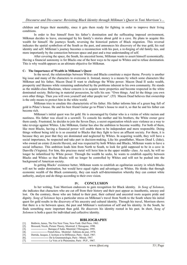 Discourse and Dis-course: Revisiting Black Identity through Milkman’s ...