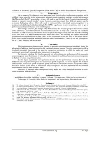 Advances in Automatic Speech Recognition: From Audio-Only To Audio-Visual Speech Recognition | PDF