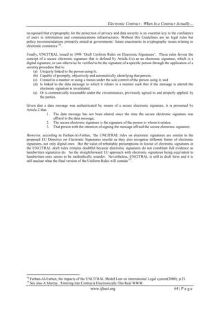 Electronic Contract : When Is a Contract Actually Concluded or Not? | PDF