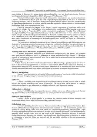 Pedagogy of Constructivism and Computer Programmed Instruction in Teaching and Learning ...