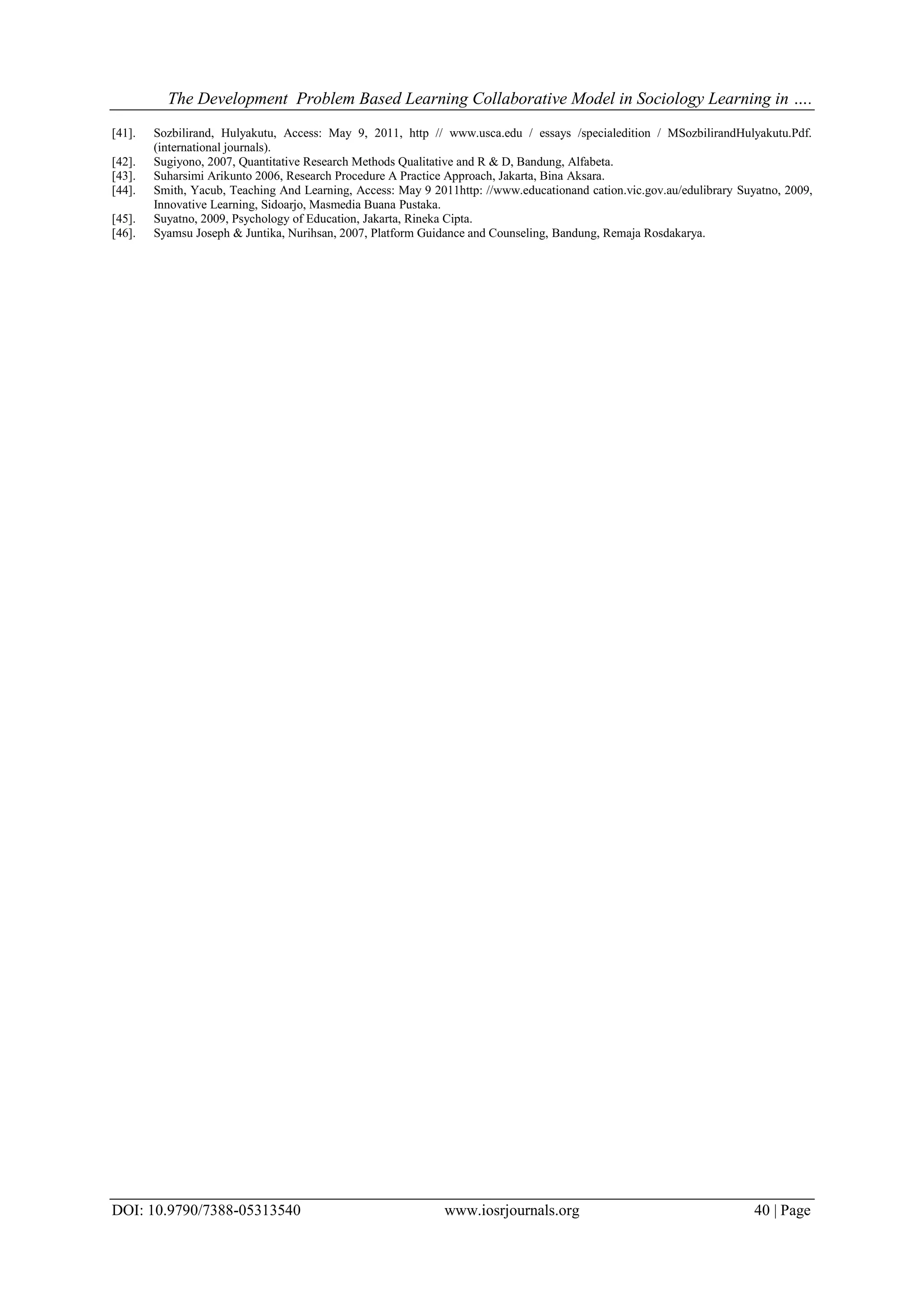 The Development Problem Based Learning Collaborative Model in Sociology Learning in Senior High ...