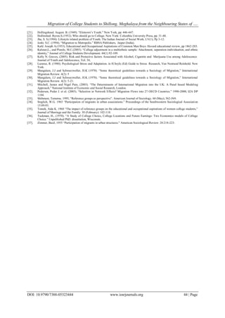 Migration of College Students to Shillong, Meghalaya from the ...