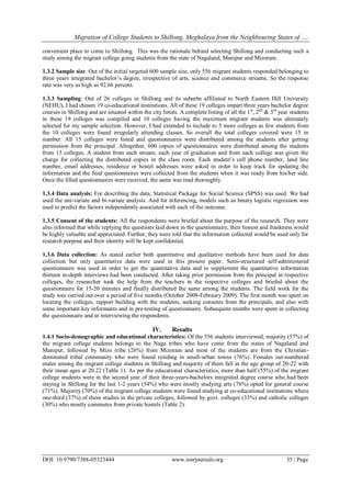 Migration of College Students to Shillong, Meghalaya from the ...