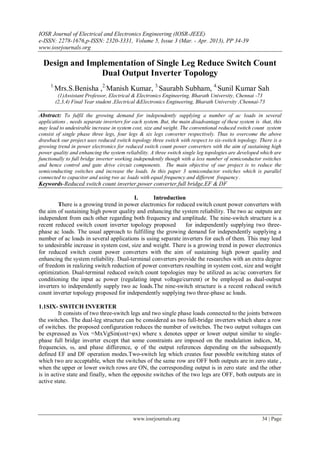 Design and Implementation of Single Leg Reduce Switch Count Dual Output ...