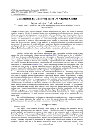 Classification By Clustering Based On Adjusted Cluster | PDF