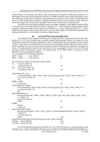 Implementation of XOR Based Pad Generation Mutual Authentication Protocol for RF Link | PDF