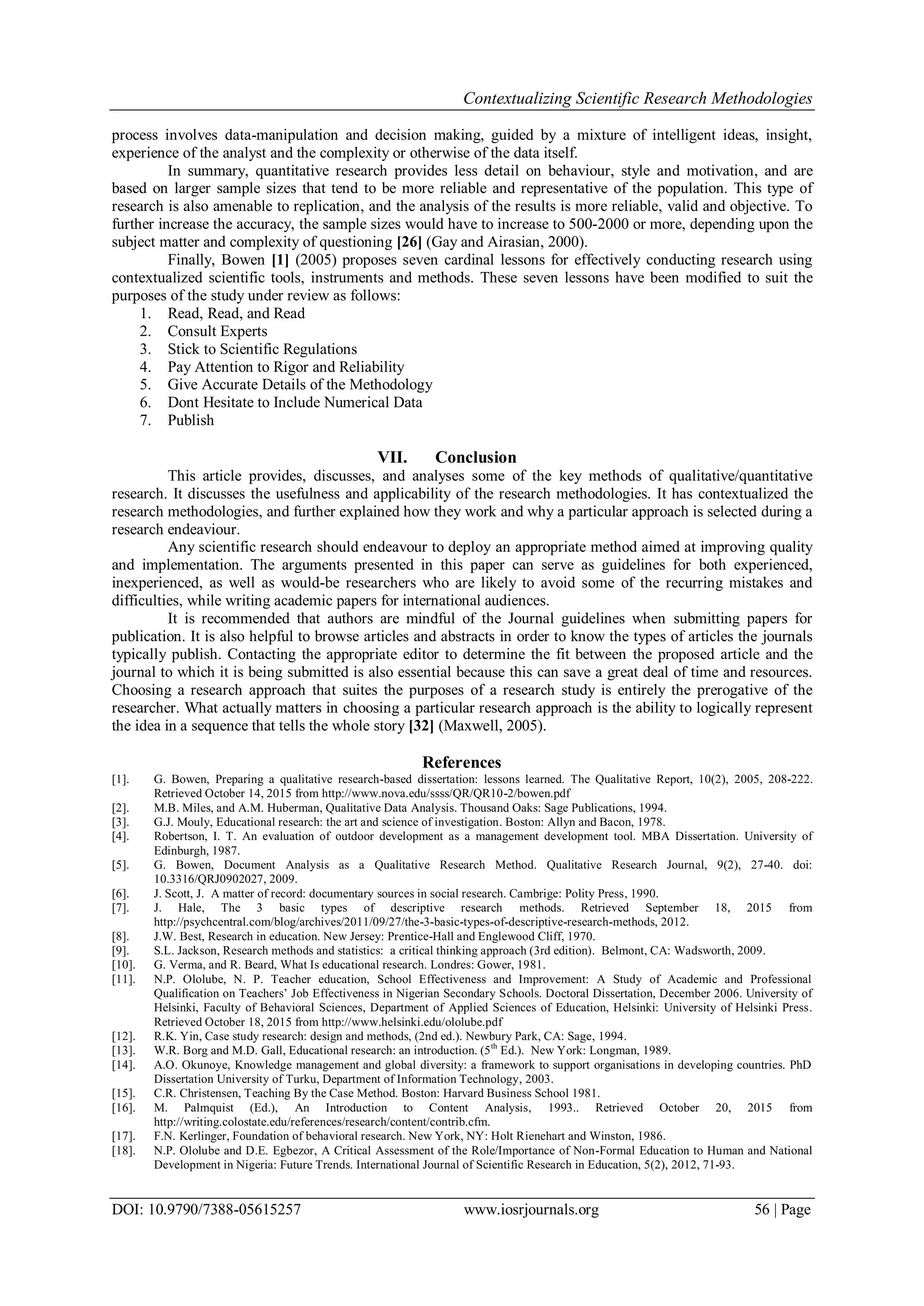 Contextualizing Scientific Research Methodologies | PDF