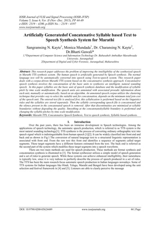 Artificially Generated Concatenative Syllable based Text to Speech Synthesis System for Marathi ...
