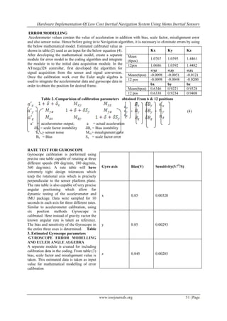 Hardware Implementation of Low Cost Inertial Navigation System Using Mems Inertial Sensors | PDF