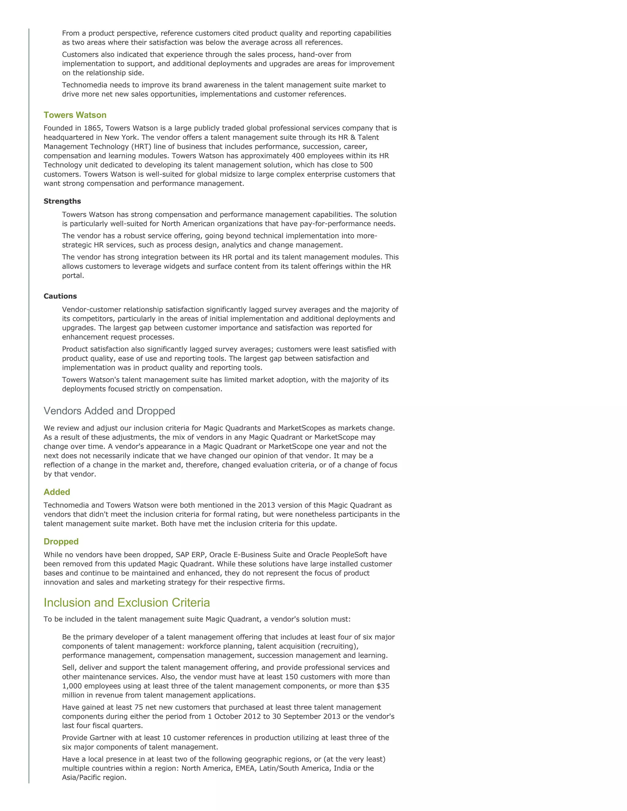 G06.2014 magic quadrant for talent management suites | PDF | Sales ...